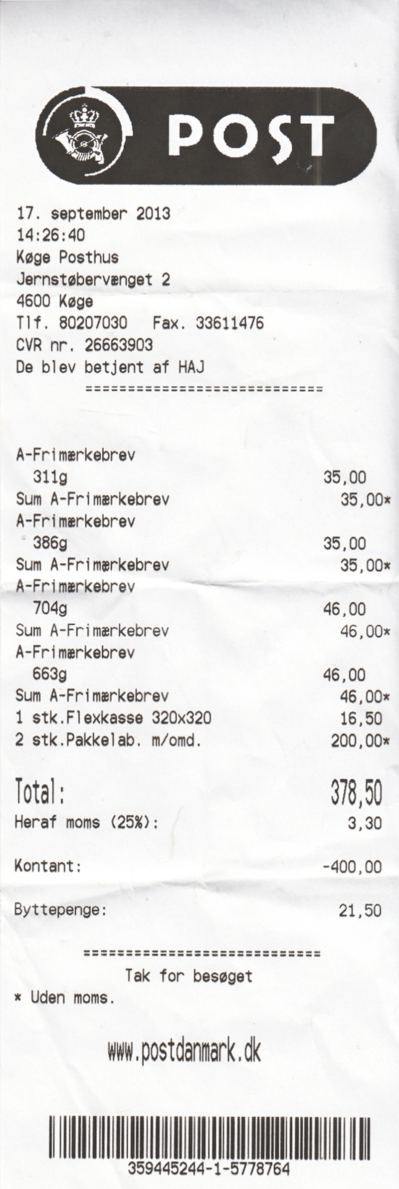 POST DANMARK bekender kulør - Sporskiftet